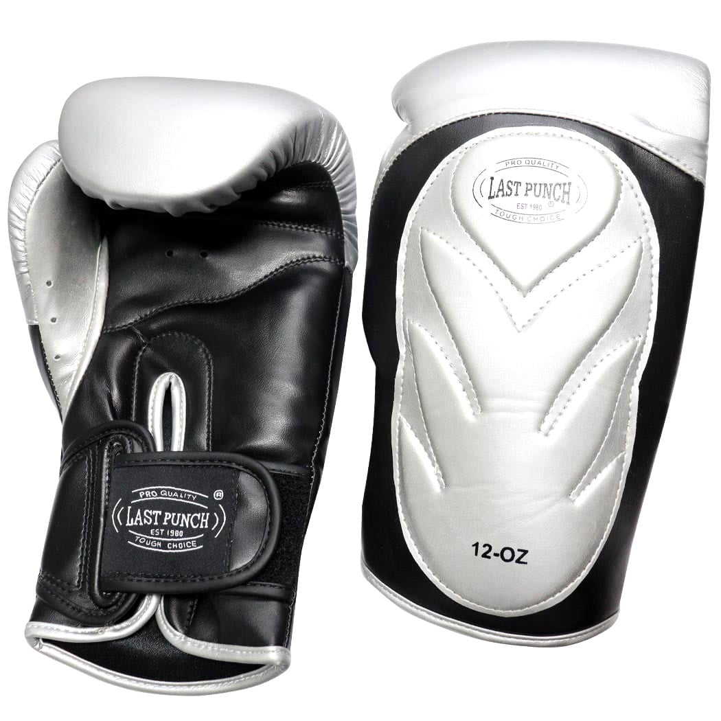 Last Punch Pro Style Training Sparring Boxing Gloves - Silver Black ...
