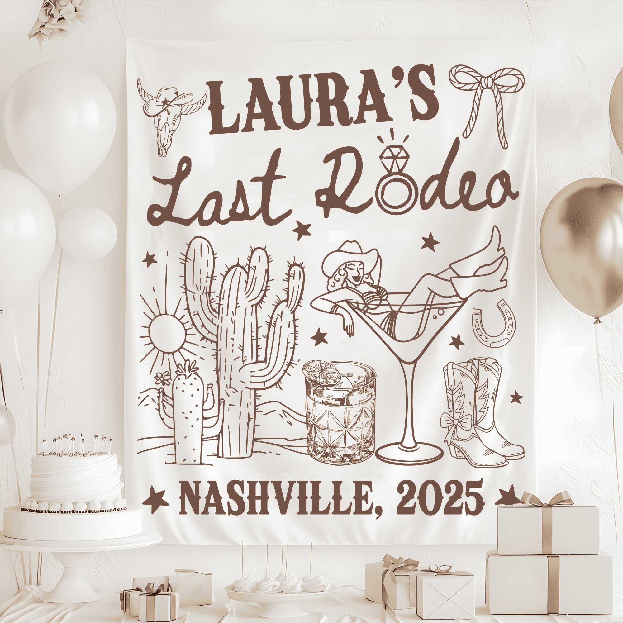 Last Rodeo Bachelorette Party Banner, Nashville Bach Tapestry, Cowgirl ...