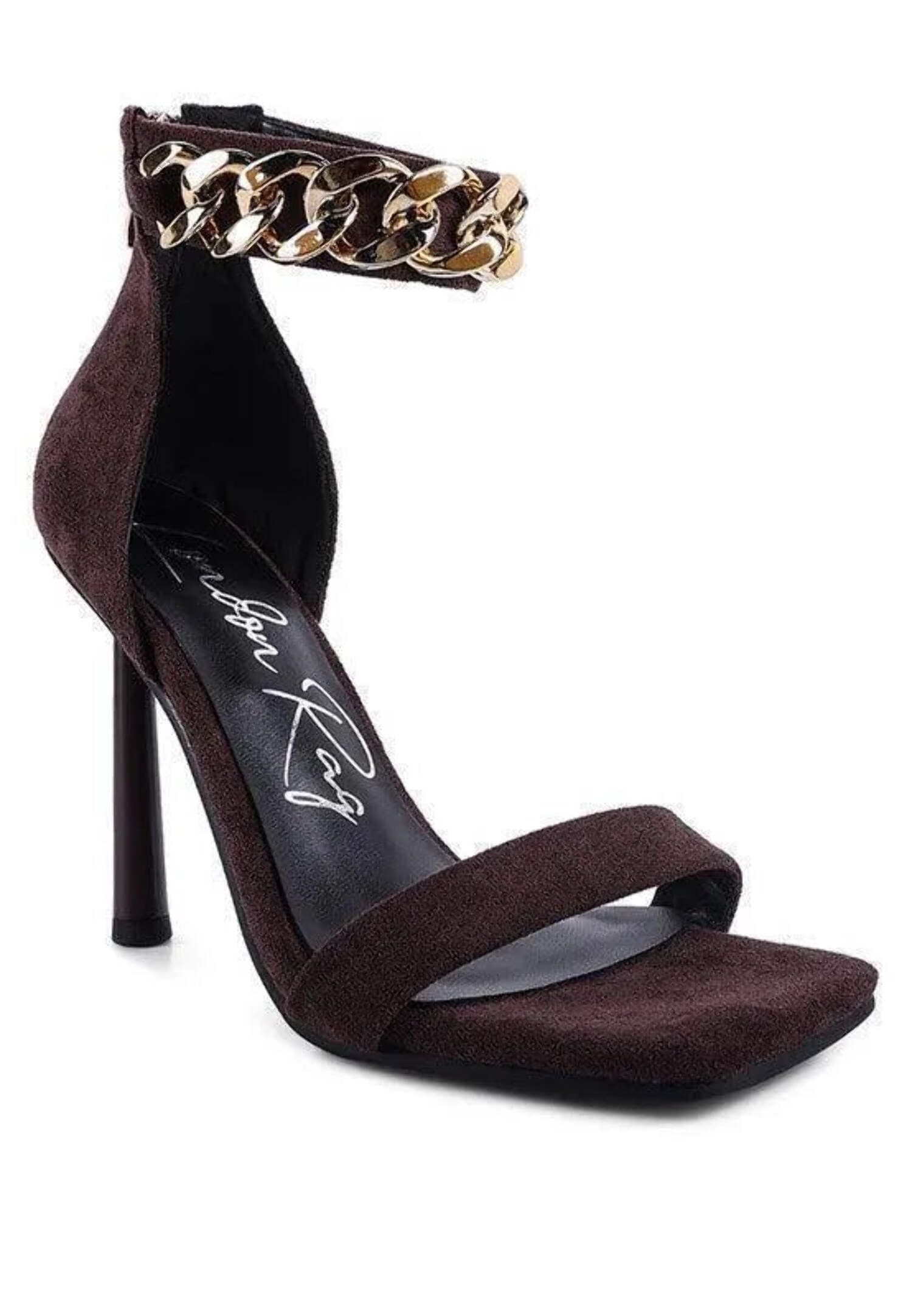 Last Sip Heeled Faux Suede Chain Strap Sandal - Walmart.com
