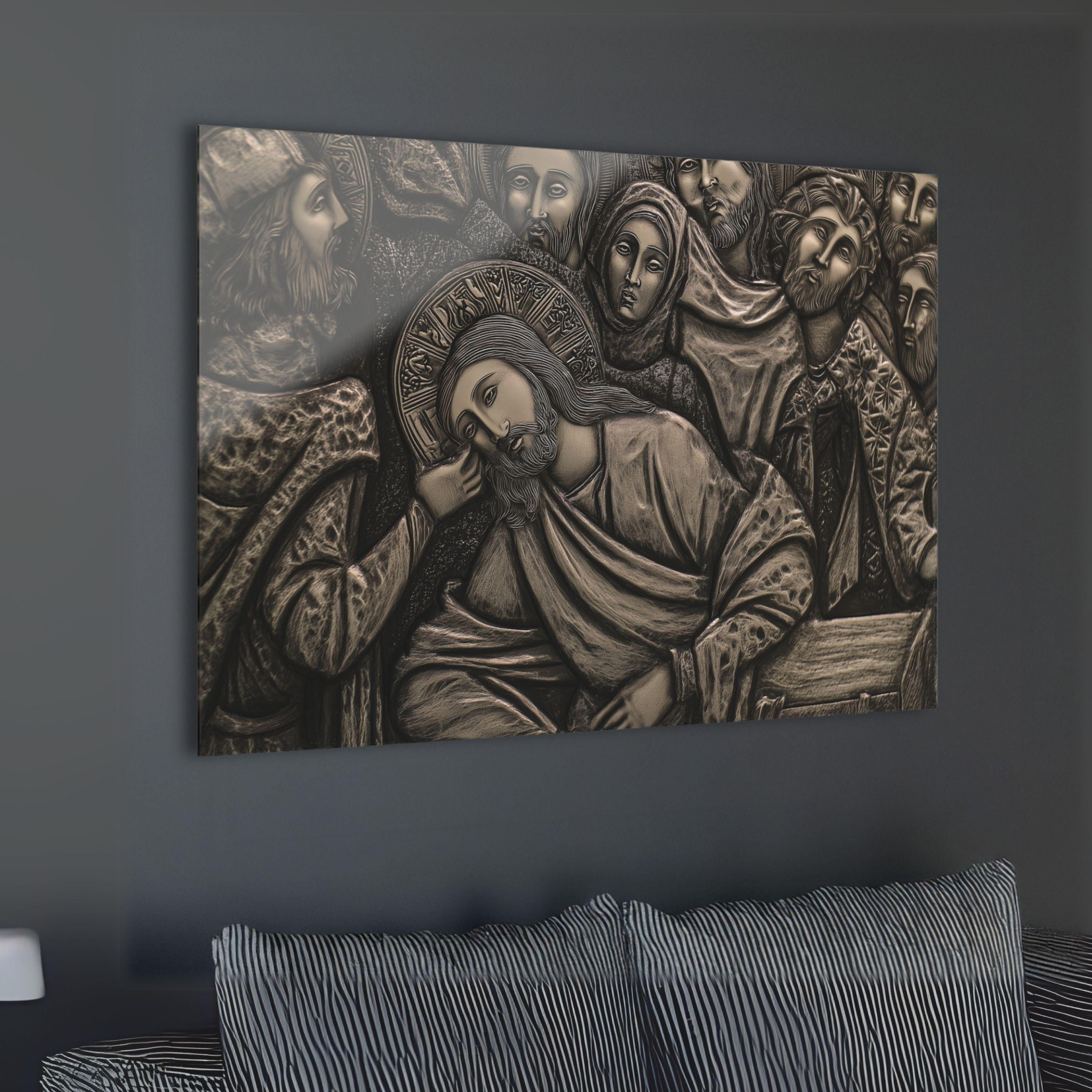 Last Supper Acrylic Wall Art: "When Jesus Wept" Sgraffito Decor Warm ...