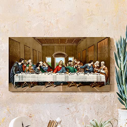 Last Supper Framed Size:18x30 inches,Image Size:12x24 inches,Gold Frame ...