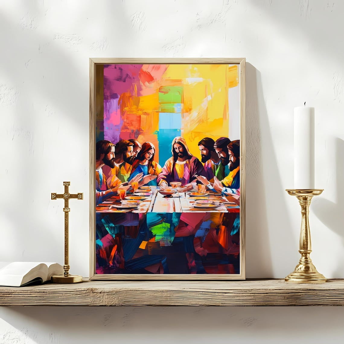The Last Supper Modern Art, Jesus And Disciples Print, Abstract ...