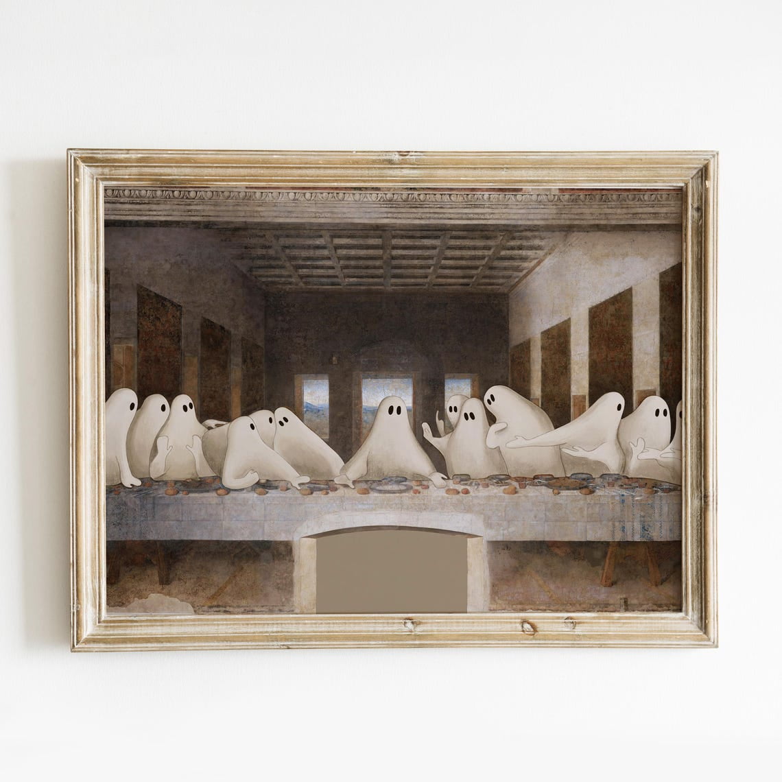 Last Supper Of Ghosts Wall Art, Vintage Decor, Vintage Ghost Painting ...