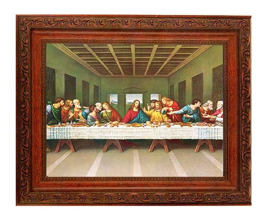 Last Supper Picture Framed Wall Art Decor, Large, Antiqued Dark ...