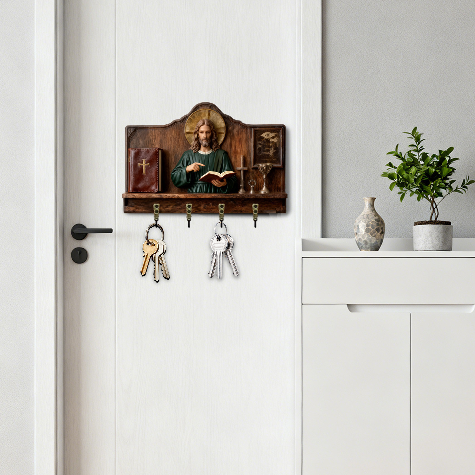 Last Supper Religious Key Holder, 1 Count, Christian Wall Mounted ...