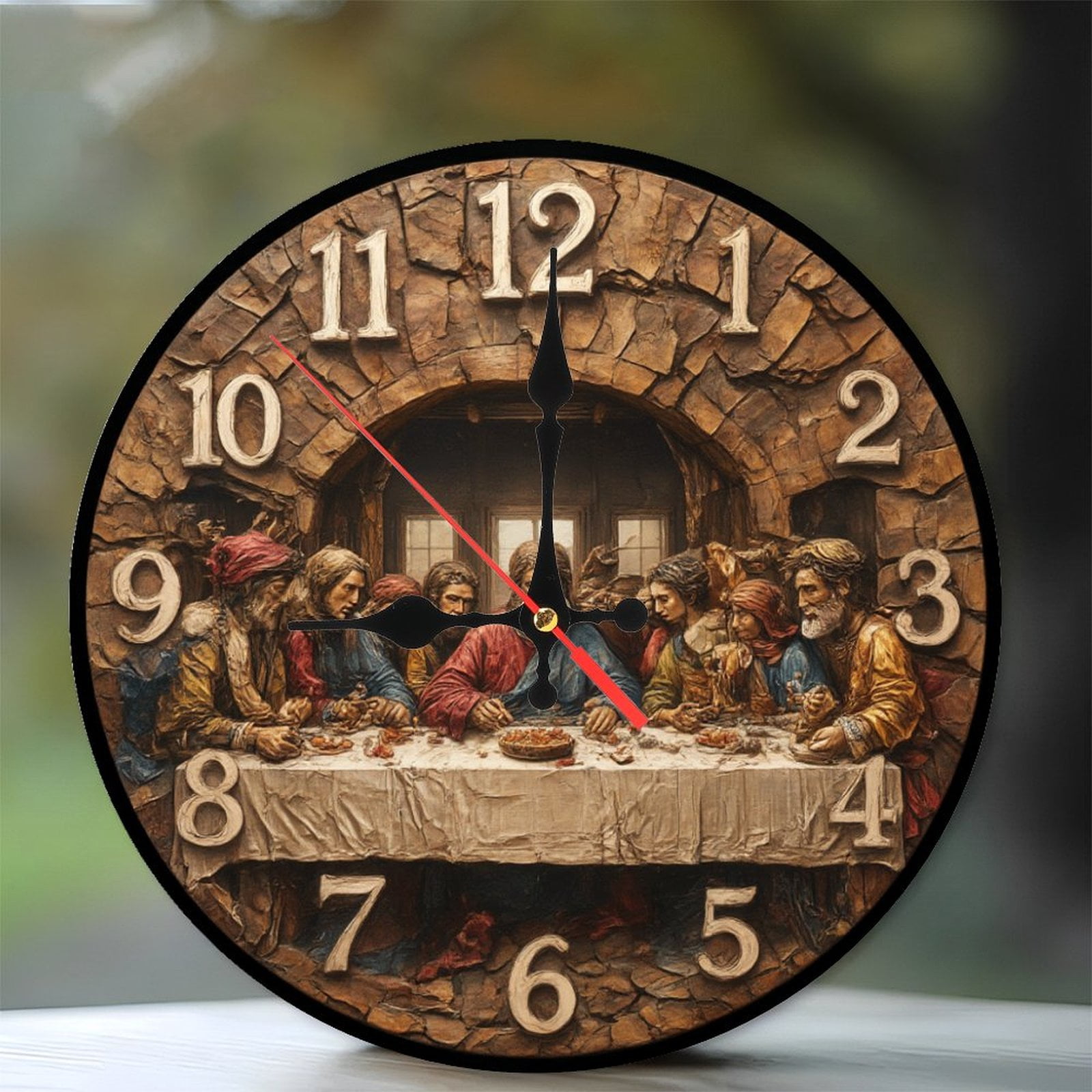 Last Supper Wall Clock Religious Art Decor Stone Texture 10-Inch Silent ...