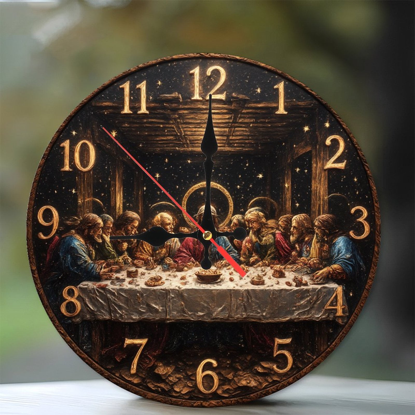 Last Supper Wall Clock Vintage Art Decor 10-Inch Silent Wooden Wall ...