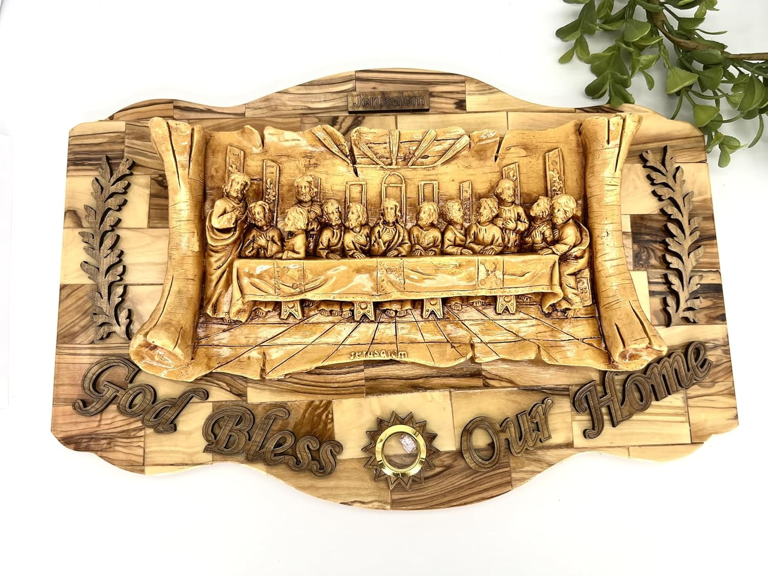 Last Supper Wall Plaque, Olive Wood Last Supper from the Holy Land, The ...