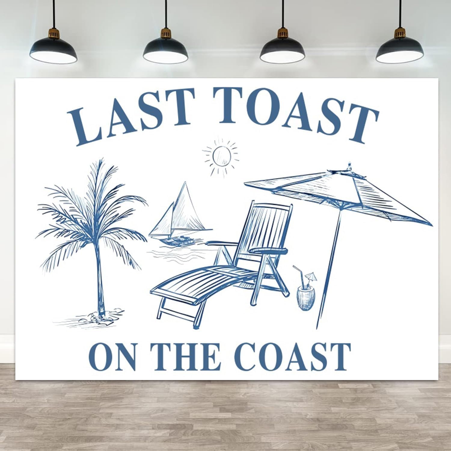 Last Toast ON The Coast Beach Backdrop Blue Tropical Hawaiian Wedding ...