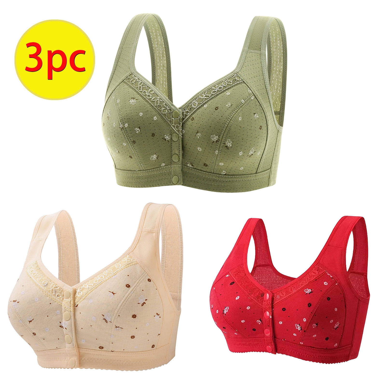Amidoa Bras for Women Full Coverage Back Fat Front Closure No Underwire ...