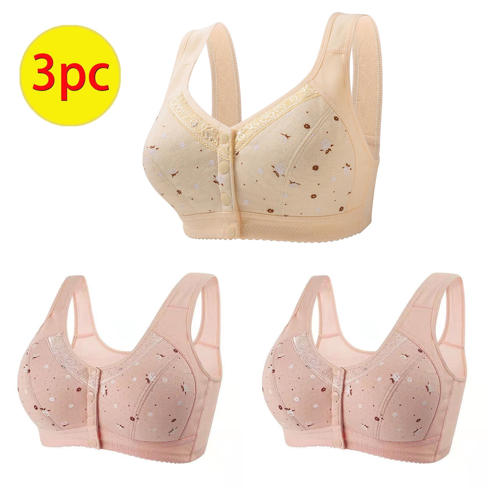 Amidoa Bras for Women Full Coverage Back Fat Front Closure Wireless ...