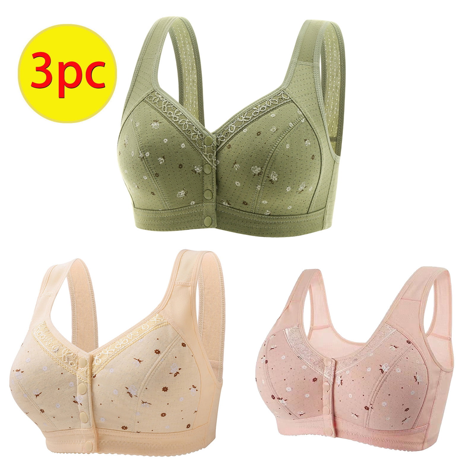 Amidoa Bras for Women Full Coverage Back Fat Front Closure Wireless ...