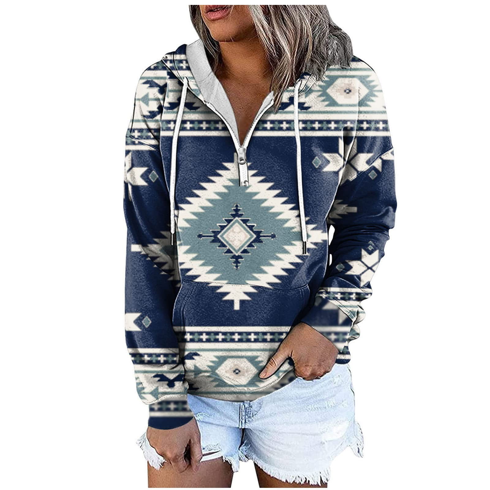 Lastesso Womens Long Sleeve Western Hoodies Ethnic Graphic Pullover 1 4