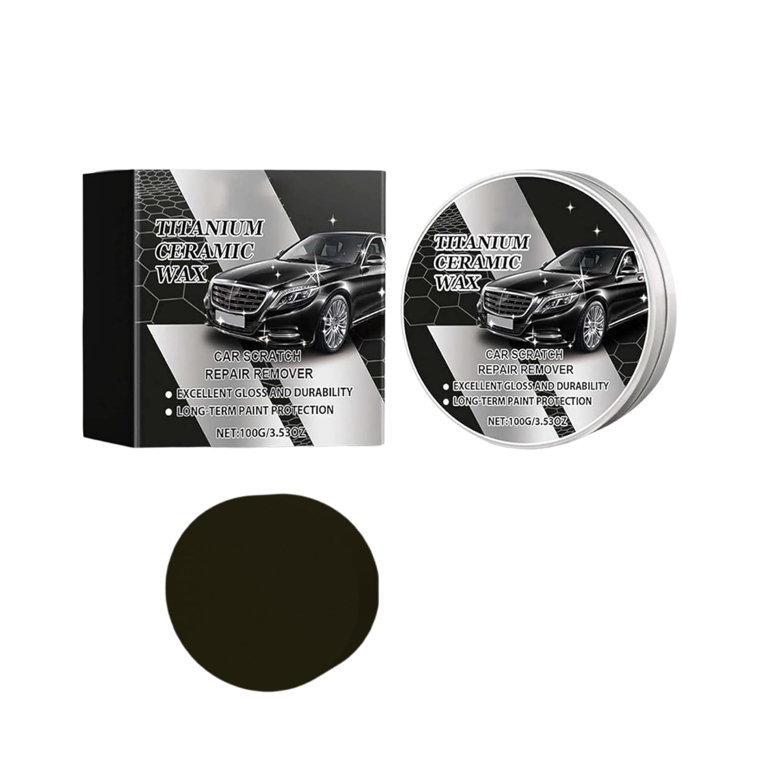 Lasting Protection Mild Formula Polish Wax with Sponge, Titanium Car ...