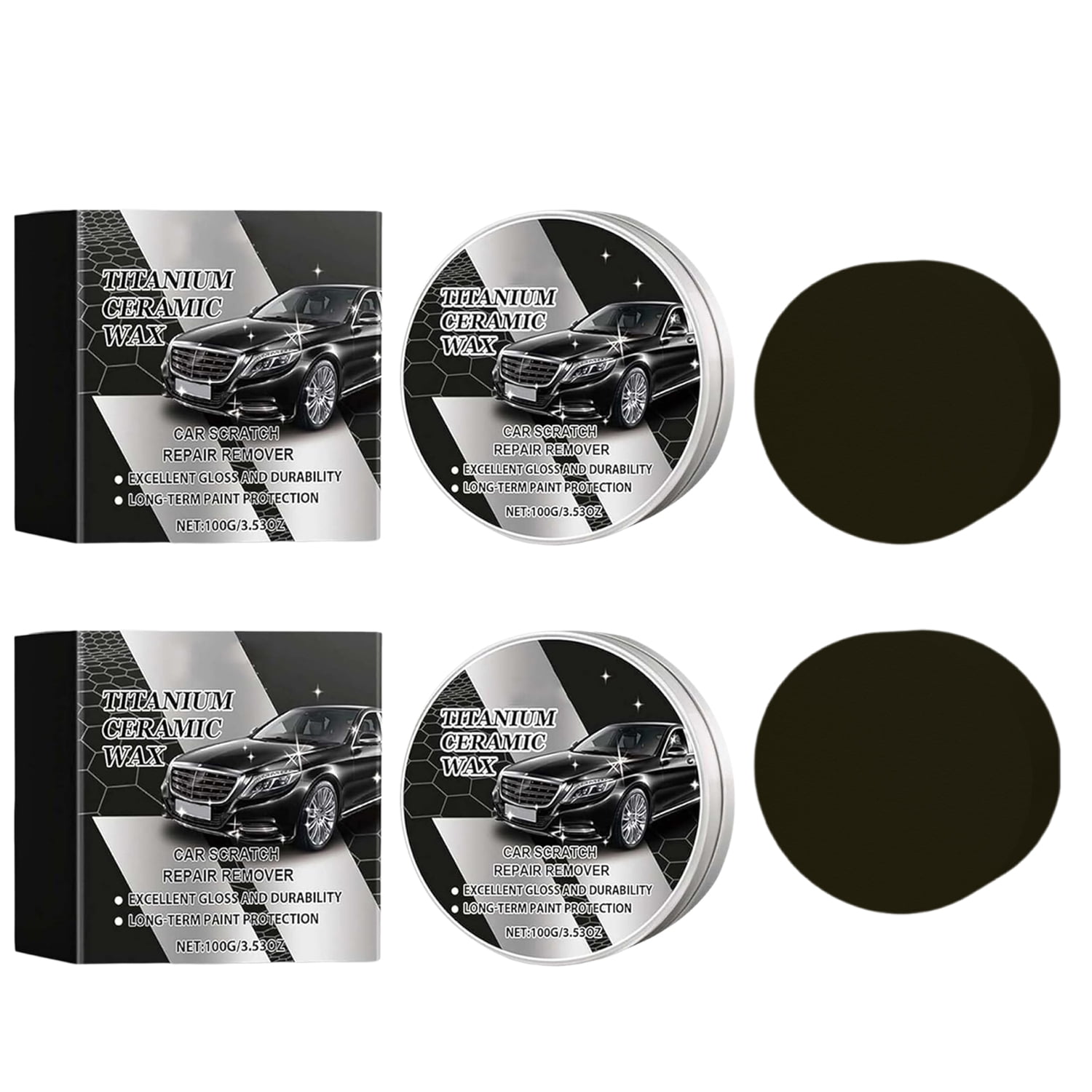Lasting Protection Mild Formula Polish Wax with Sponge, Titanium Car ...