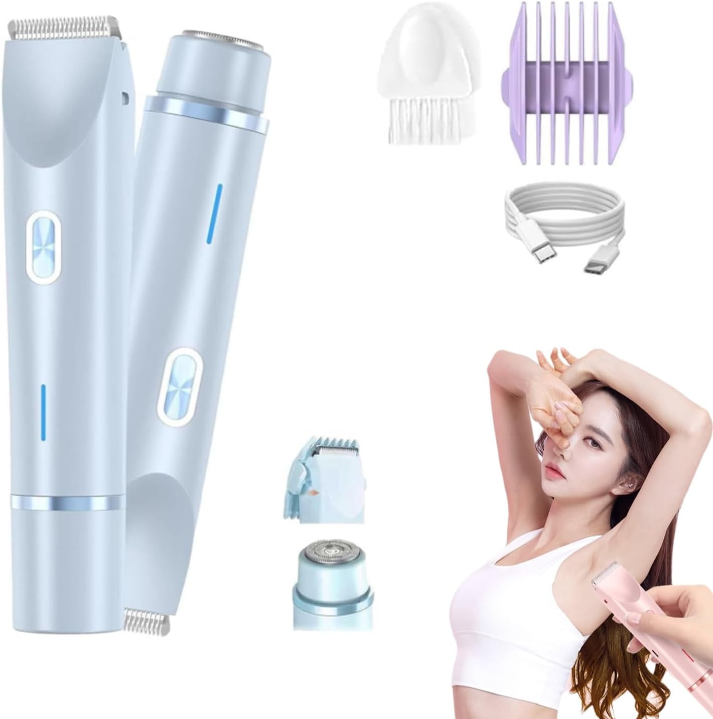 Lastlargely 2-in-1 Women's Body Shaver, Plothuge Shaver, Dual Headed ...