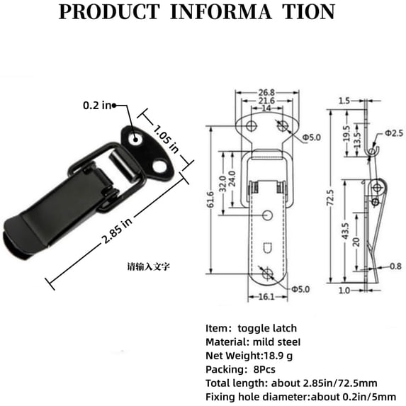 Latch Black Toggle Latch, Steel Spring Loaded Toggle Latch, Black Catch ...