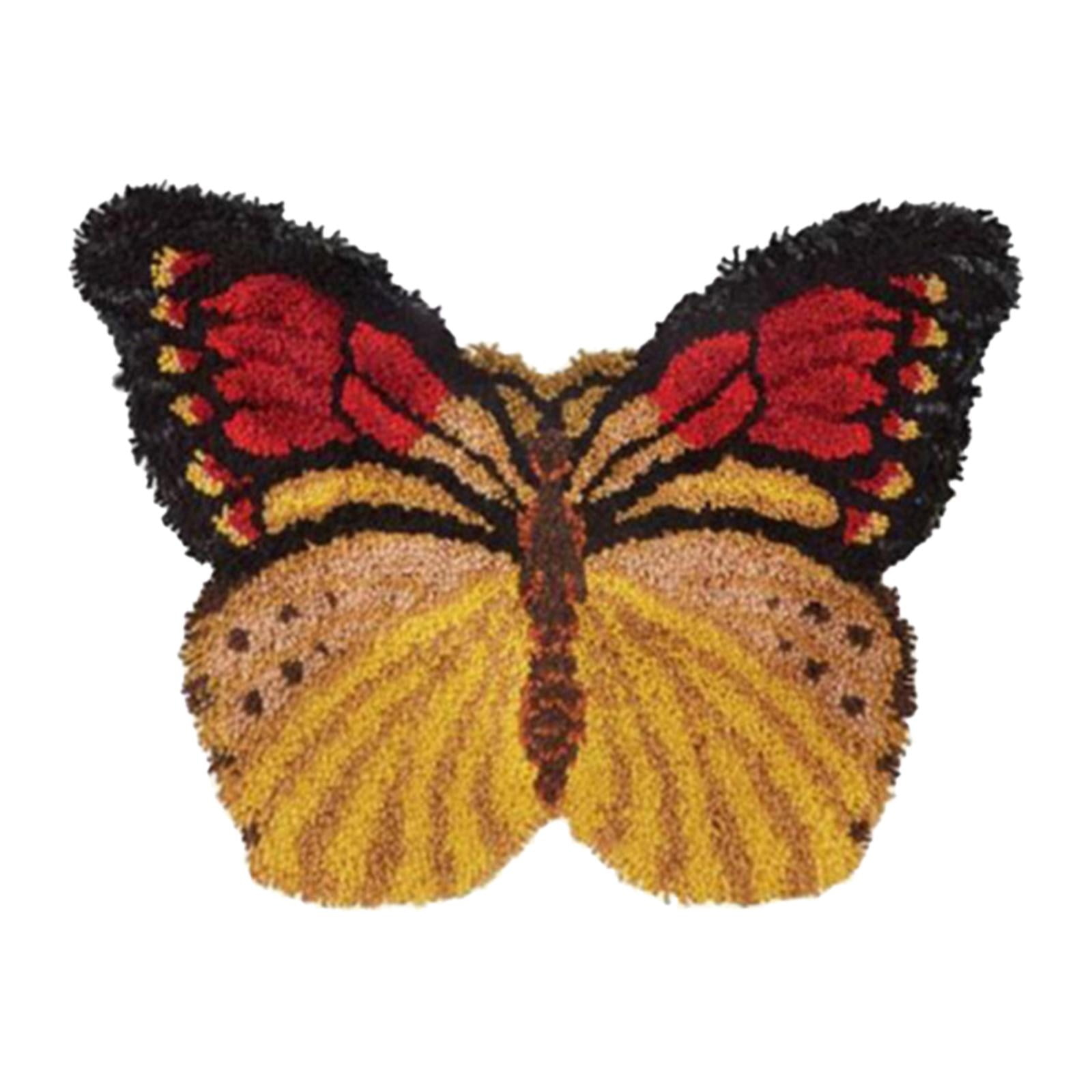 Latch Hook Carpet , Butterfly Shaped Rug Crochet Yarn , DIY Embroidery ...
