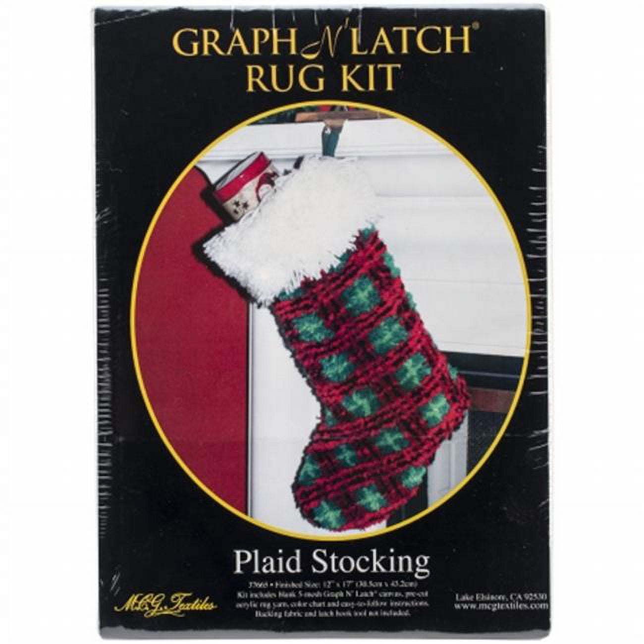 Latch Hook Kit 12"X17"-Plaid Stocking, Pk 1, M C G Textiles - Walmart.com