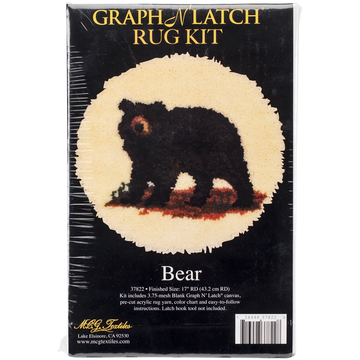 Latch Hook Kit 18" Round-Bear, Pk 1, M C G Textiles - Walmart.com