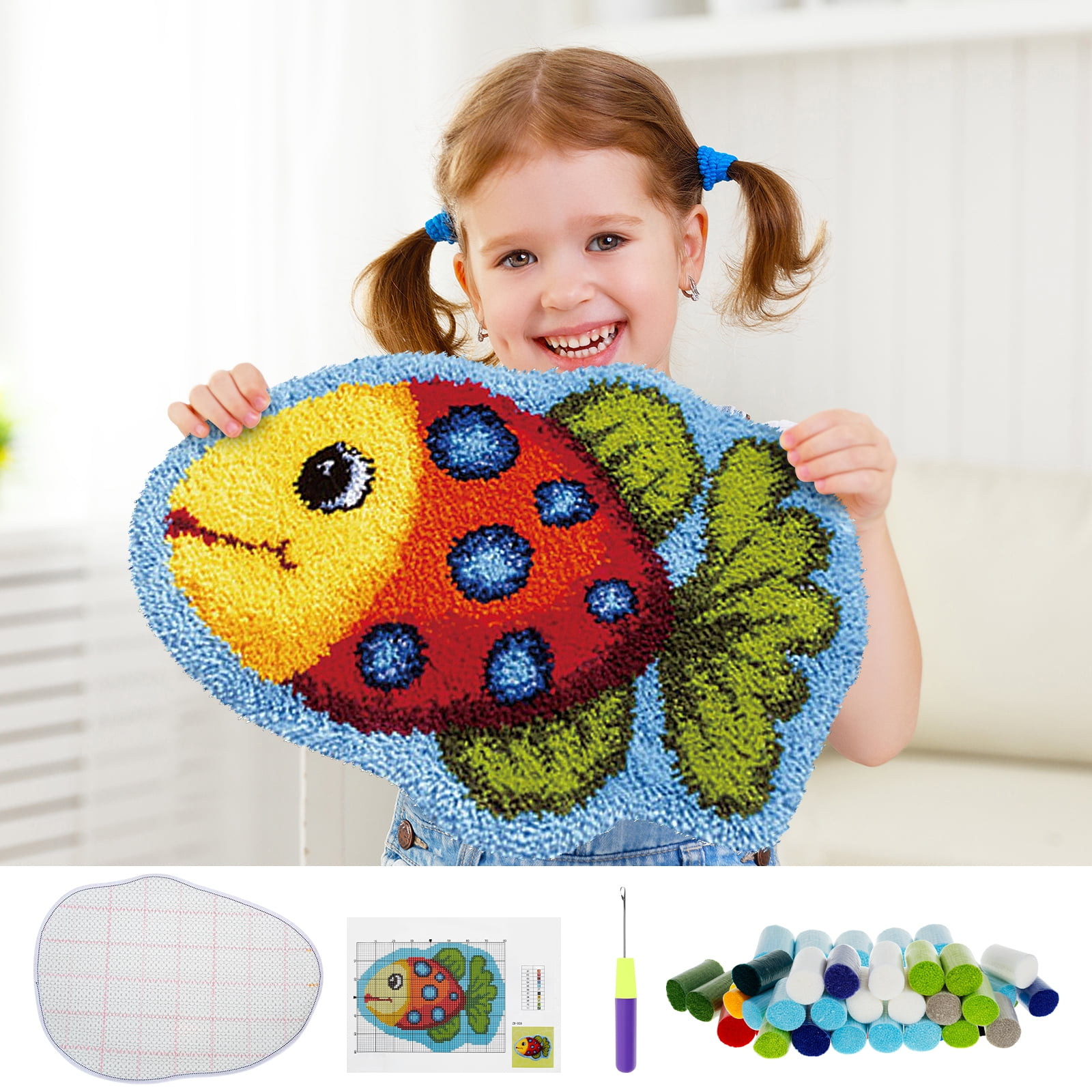 Latch Hook Kit for Adults Kids Cute Cartoon Animal Theme Latch Hook Rug ...