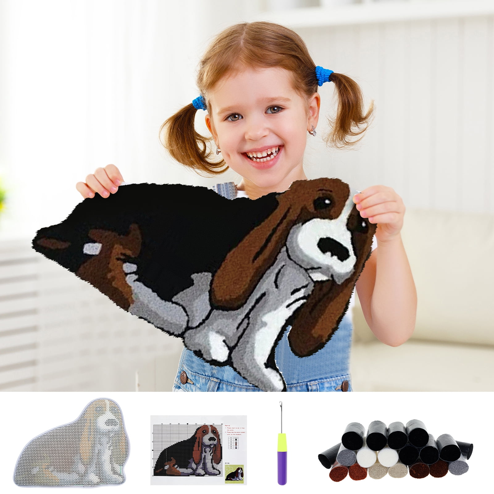 Latch Hook Kit for Adults Kids Cute Cartoon Animal Theme Latch Hook Rug ...