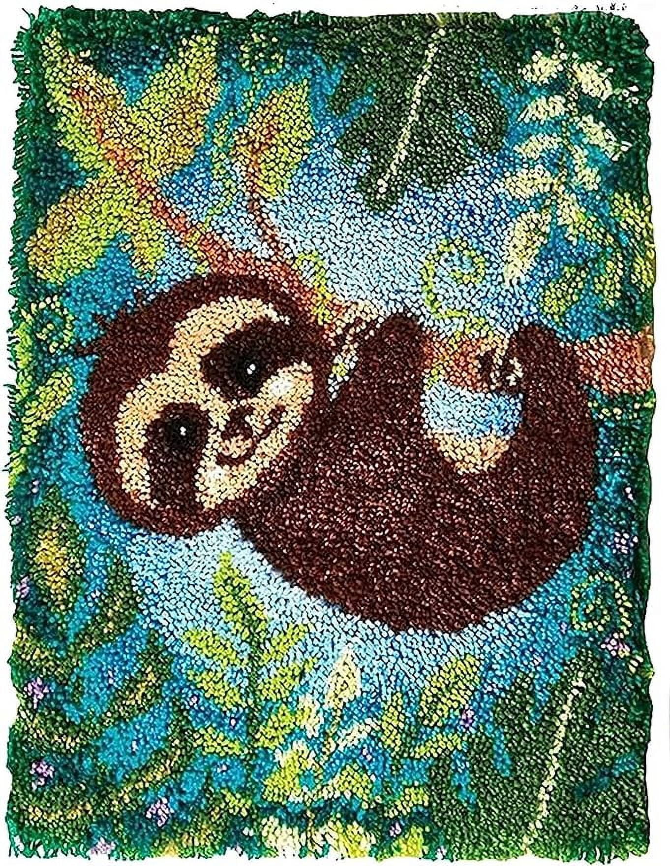 Latch Hook Kit for Adults DIY Rug Making Kits with Canvas Cute Sloth ...