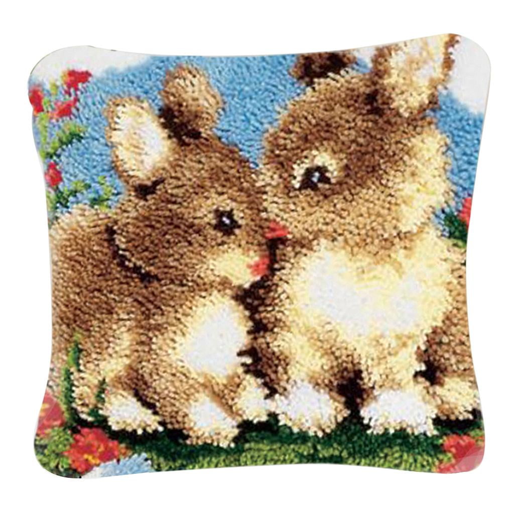 Blesiya Latch Hook Kit, DIY Animal Pattern Cushion, 40x40cm, Acrylic ...