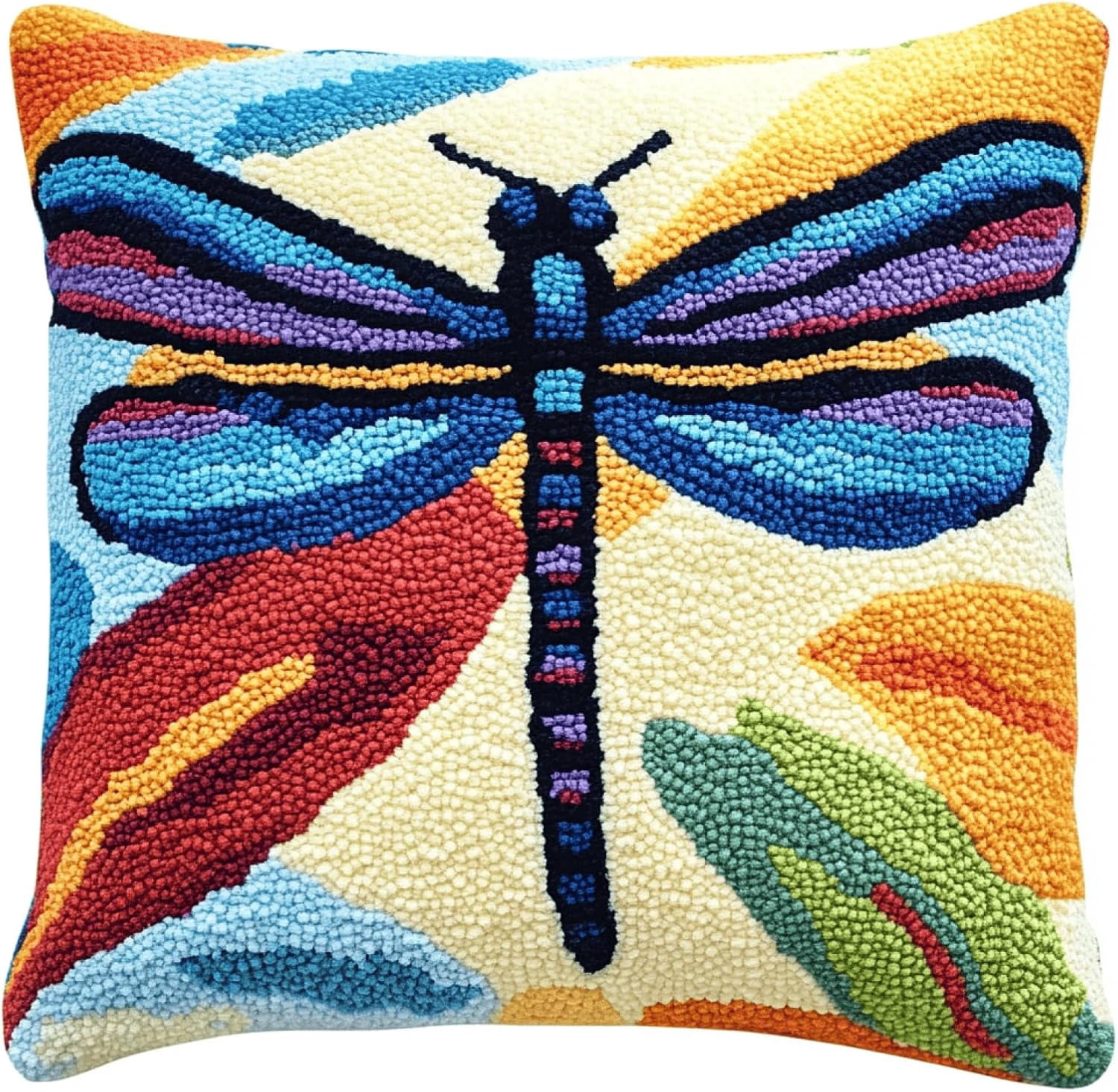 Latch Hook Kits Diy Throw Pillow Cover Colorful Dragonfly Latch Hook ...