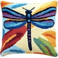 Latch Hook Kits Diy Throw Pillow Cover Colorful Dragonfly Latch Hook ...