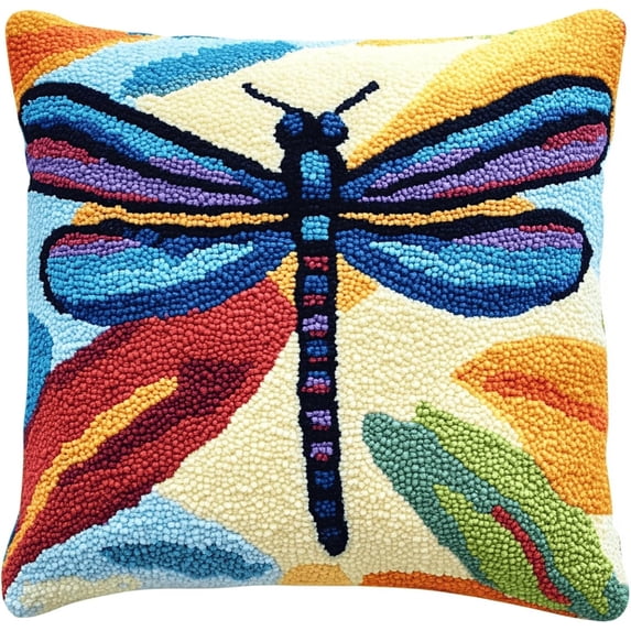 Latch Hook Kits Diy Throw Pillow Cover Colorful Dragonfly Latch Hook ...