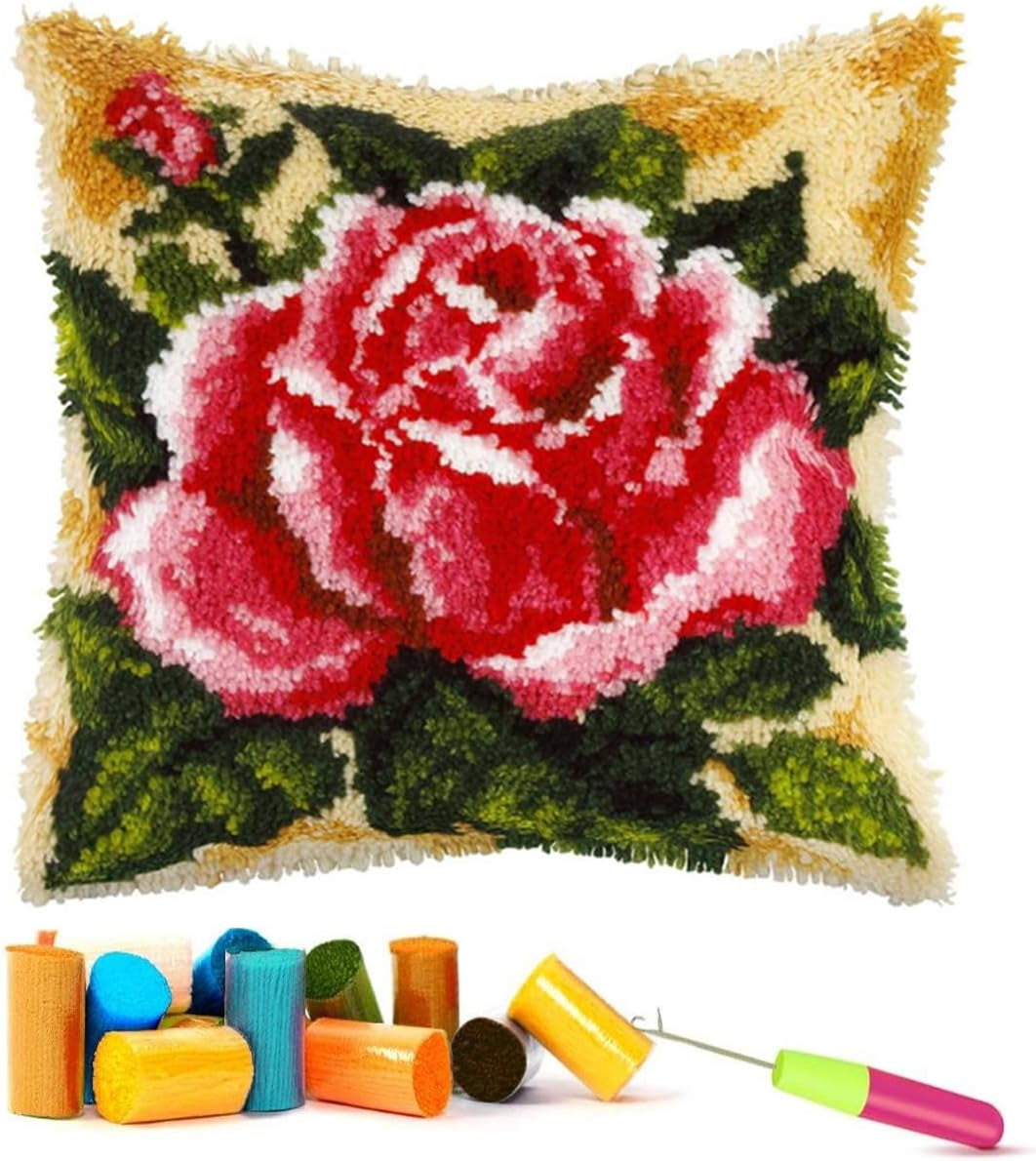 Latch Hook Kits - Latch Hook Pillow Kits for Kids, Crochet Yarn Kit for ...