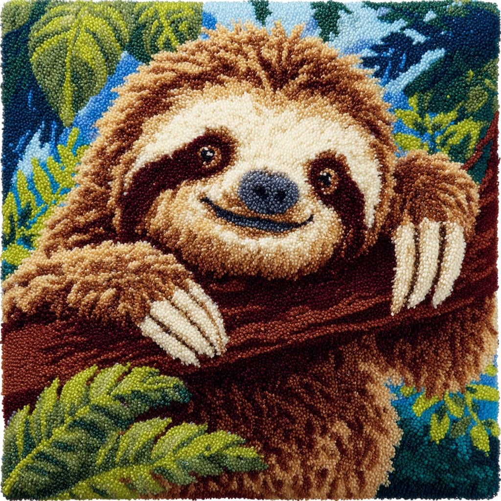 Latch Hook Kits Pillow DIY Hooking Kits Animal sloth Pillow Cover ...