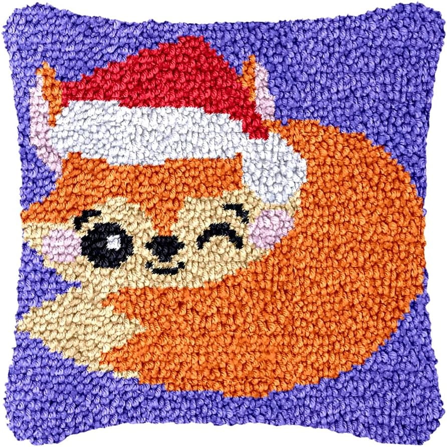 Latch Hook Kits Pillow Fox Crochet Yarn Cushion Colour Canvas Rug ...