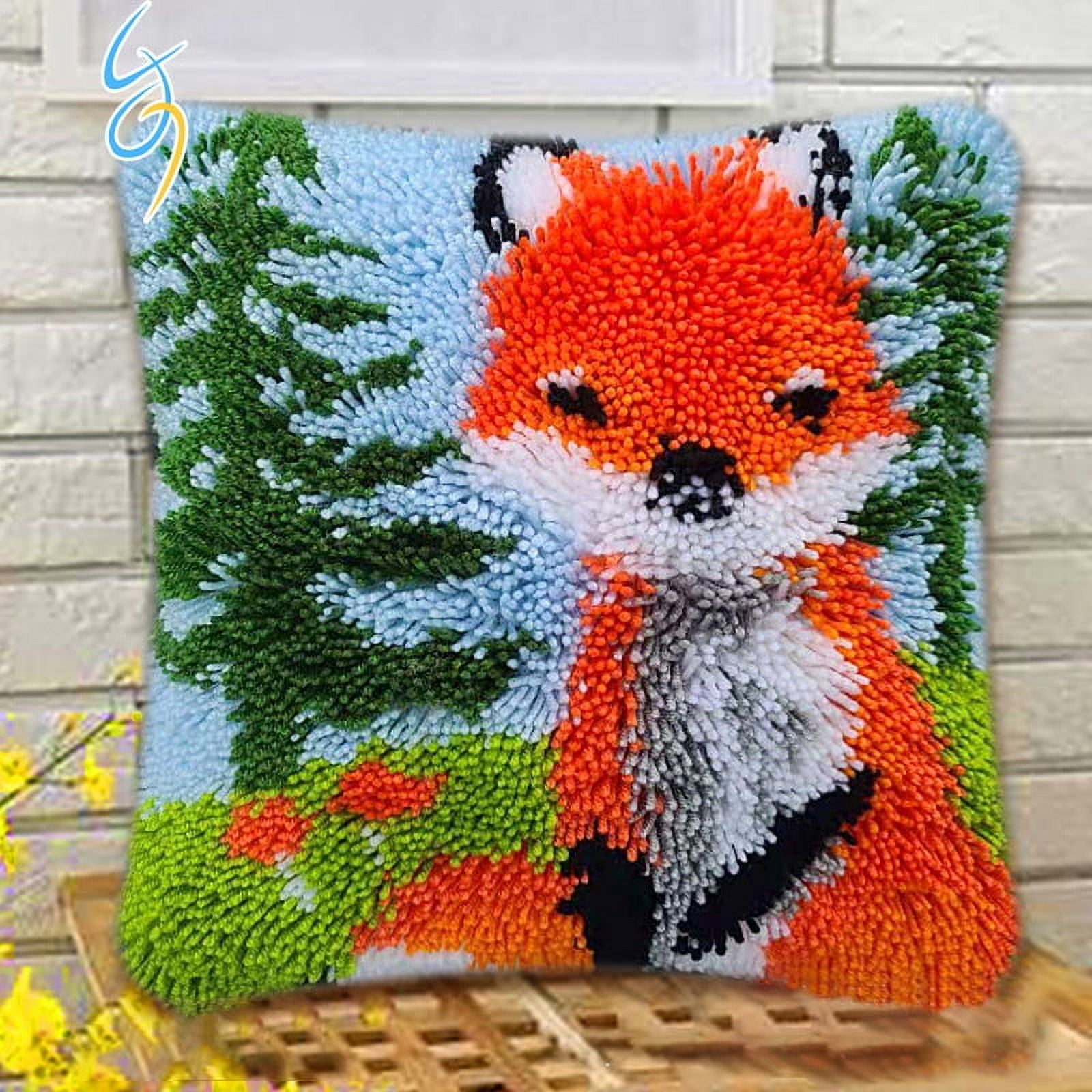 Latch Hook Kits Rug Animal Crochet Yarn Cushion Colour Pre-Printed ...