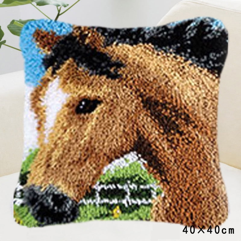 Latch Hook Kits Rug Animal Crochet Yarn Cushion Colour Pre-Printed ...