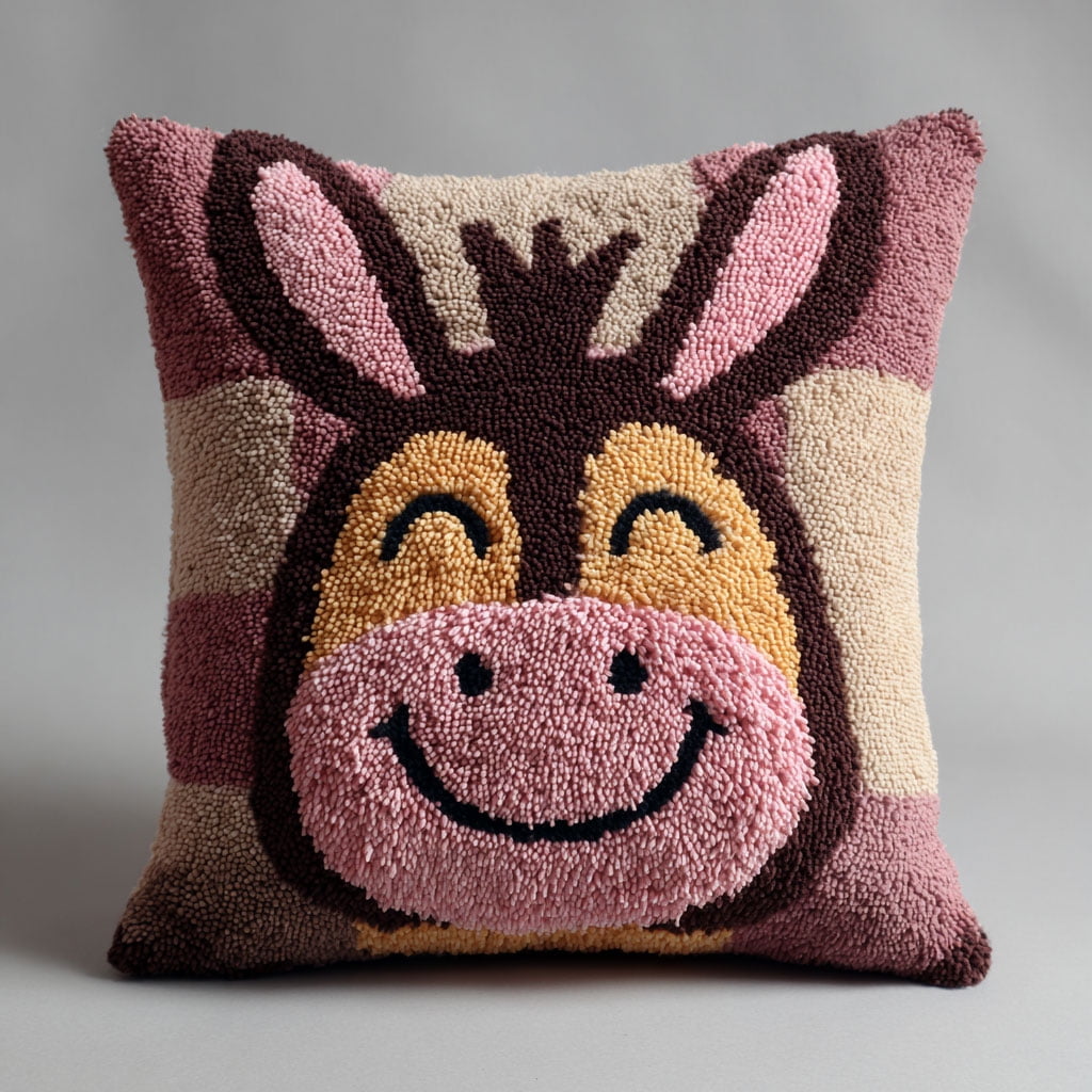 Latch Hook Kits animal donkey DIY Pillow Cover Embroidery Hooking Kit ...