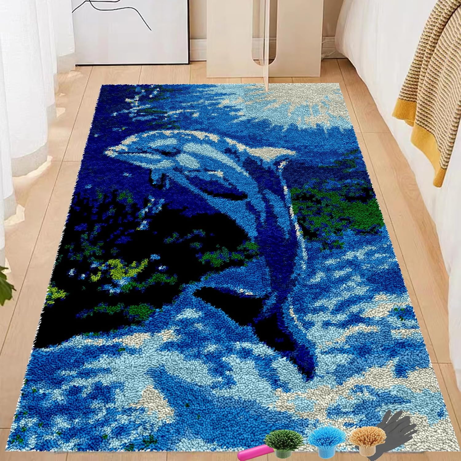 Latch Hook Kits for Adults, Animal | DIY Embroidery Cushion Rug ...