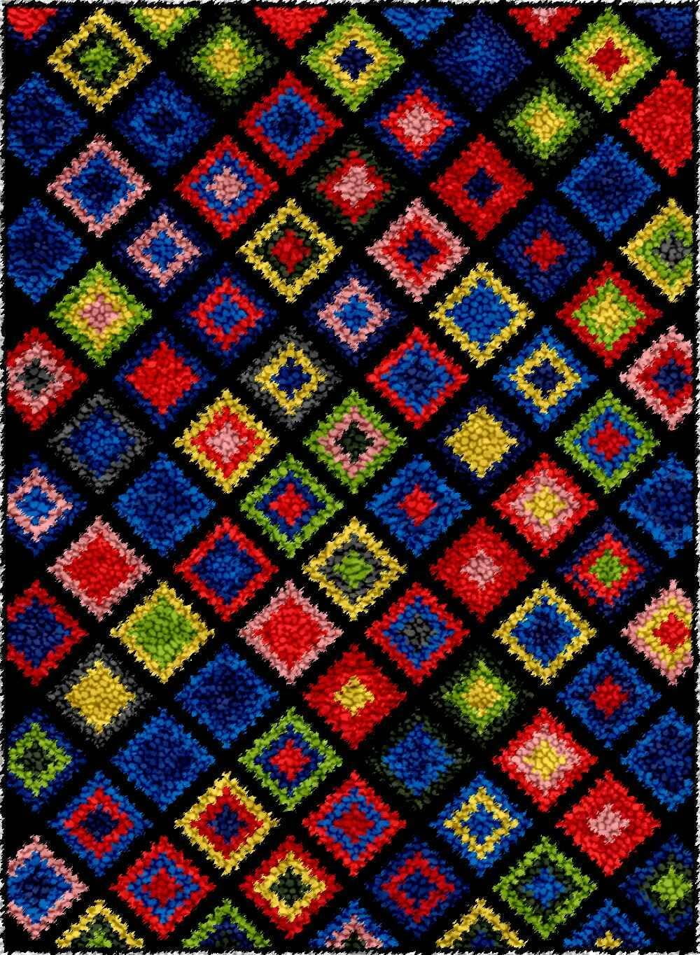 Latch Hook Kits for Adults, Artistic Grid | Handicraft Cushion ...