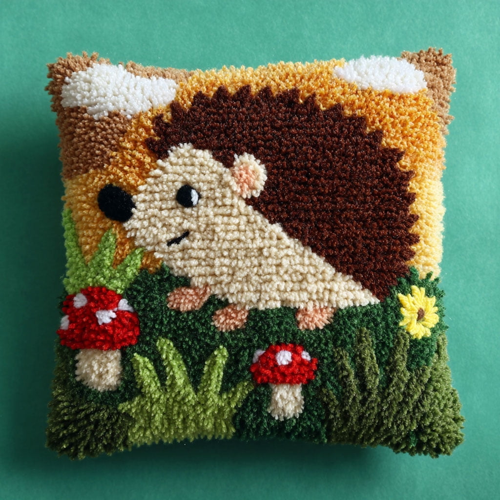 Latch Hook Pillow Kits Animal hedgehog Embroidery Pillowcase Hook Latch ...