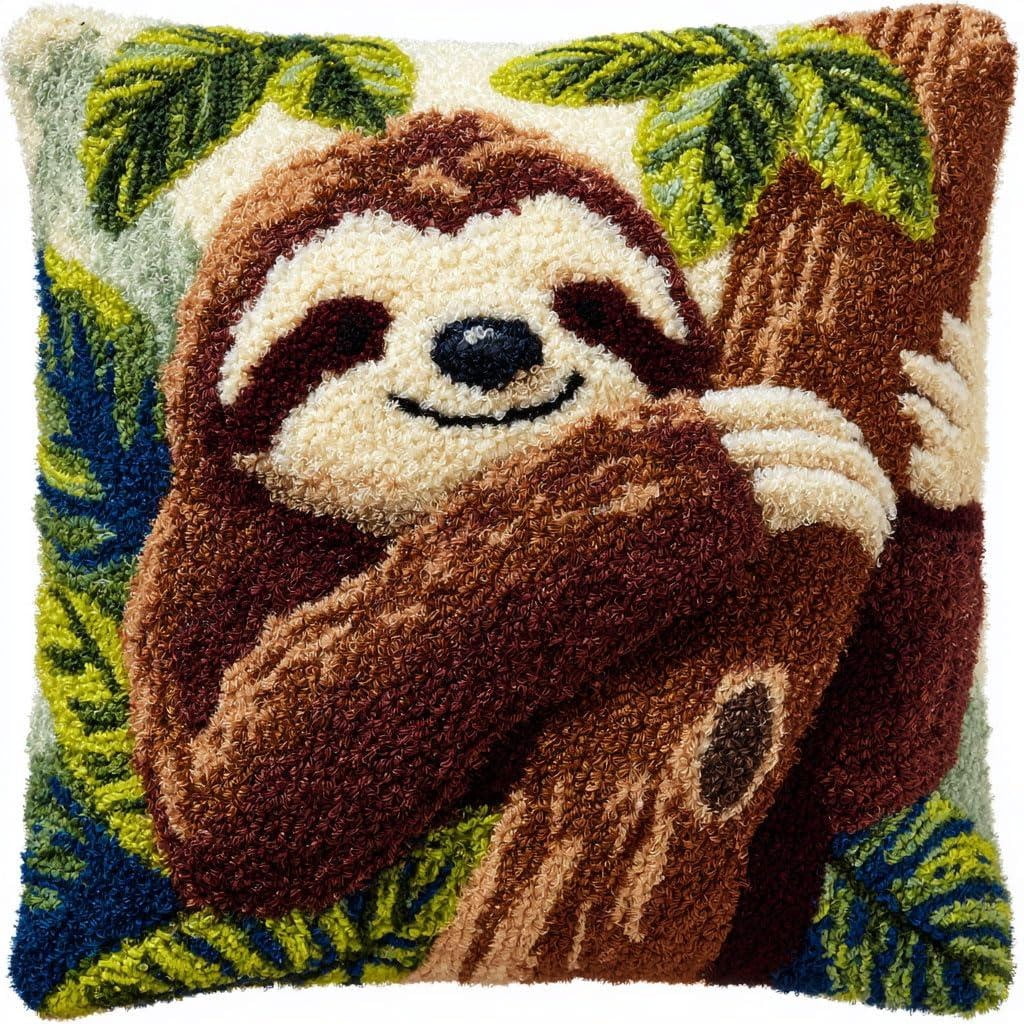 Latch Hook Pillow Kits Animal sloth DIY Pillowcase Hook and Latch Kit ...