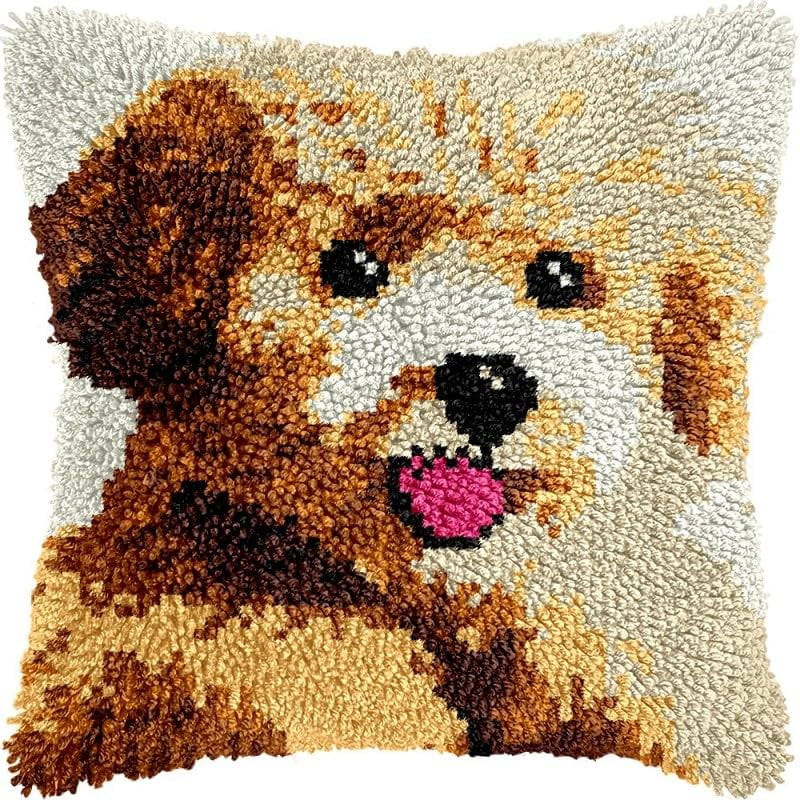 Latch Hook Pillow Kits Cute Poodle Dogs DIY Pillowcase Crochet Hook ...