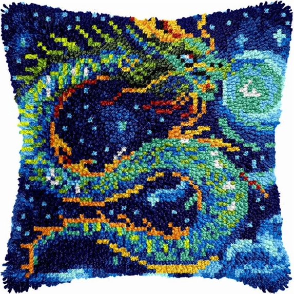Latch Hook Pillow Kits Dragon for DIY Throw Pillow Cross Stitch Hooking ...