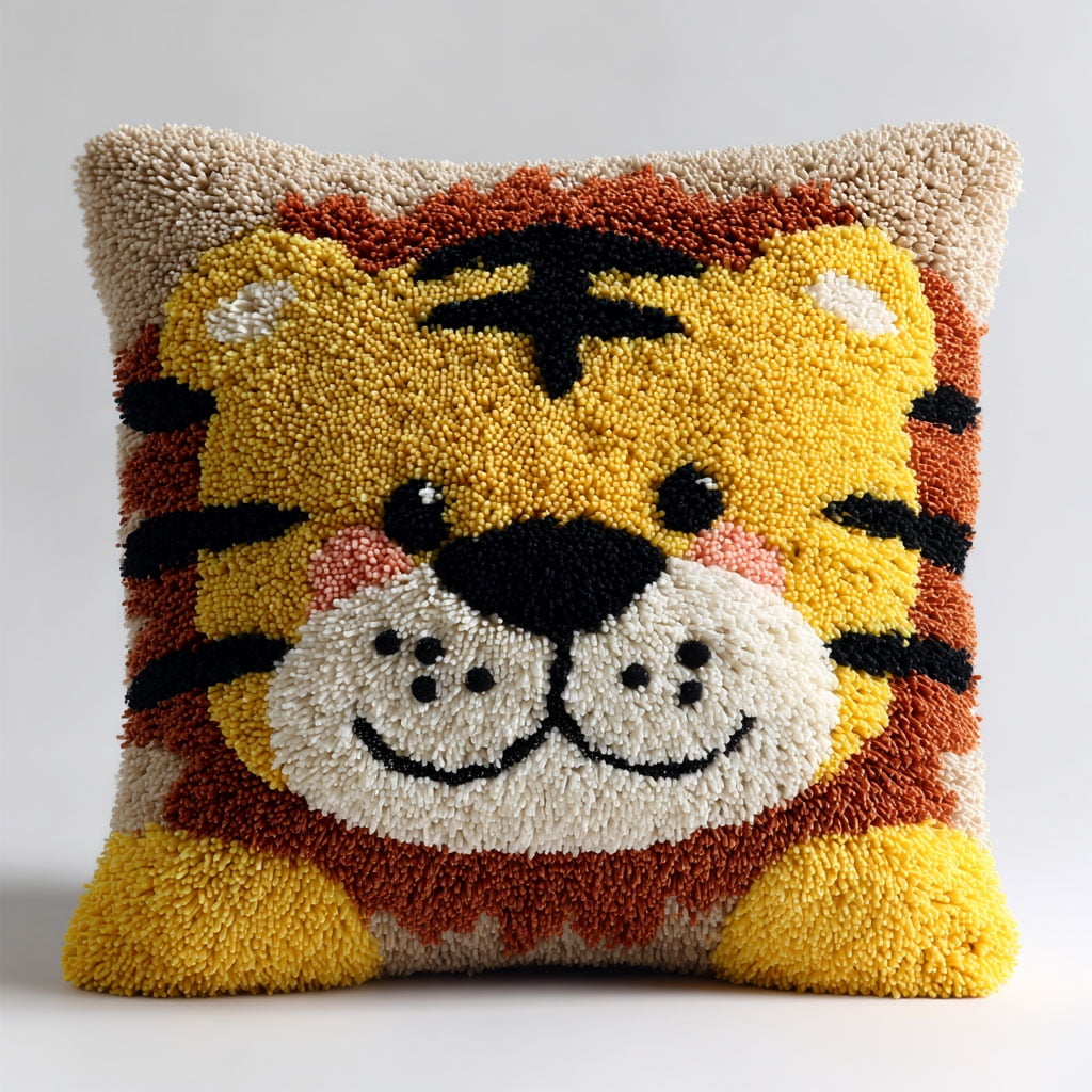 Latch Hook Pillow Kits animal tiger Embroidery Latch Hooking Crochet ...