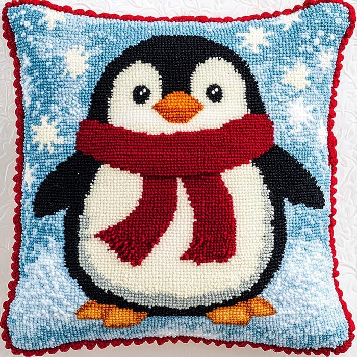 Latch Hook Pillows Kits animal penguins Cushion Hooking Pillowcase ...