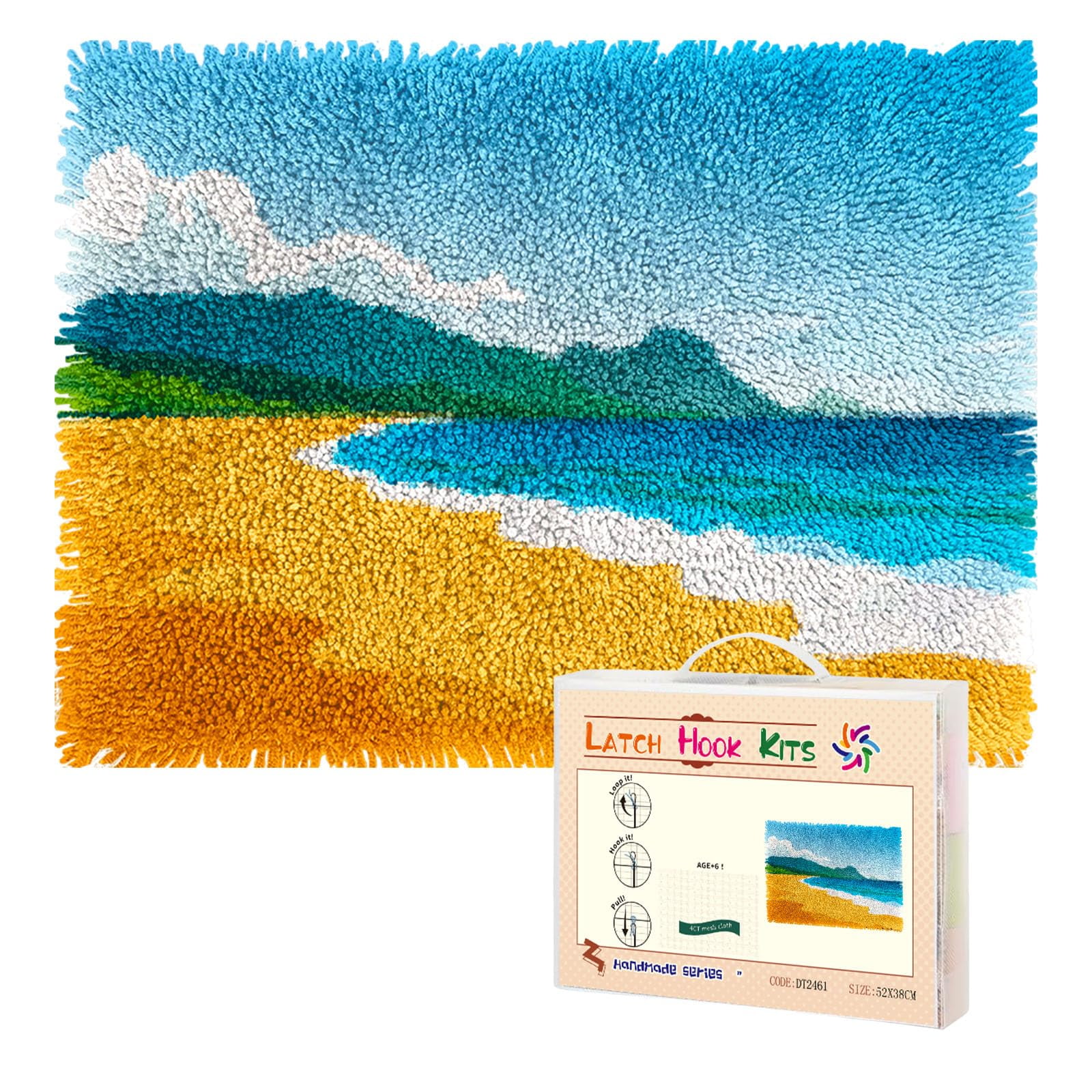 Latch Hook Rug Kit Beach and Sea Landscape Pre-printed Handmade Carpet ...