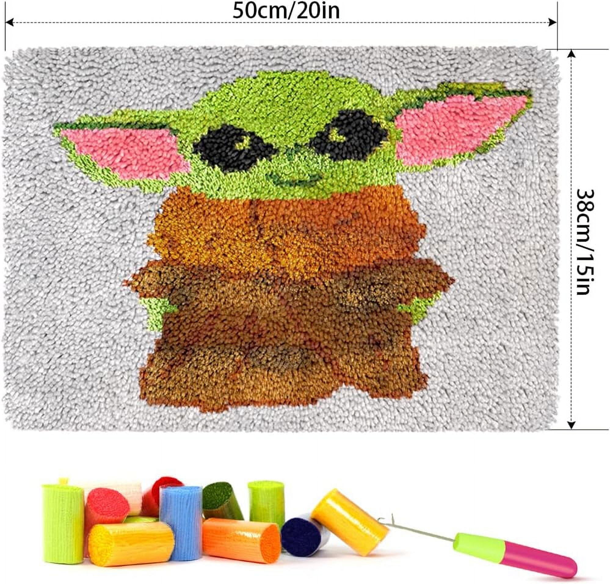 Grogu Latch Hook Rug Kits, DIY Embroidery, Animal Canvas Yarn Carpet ...