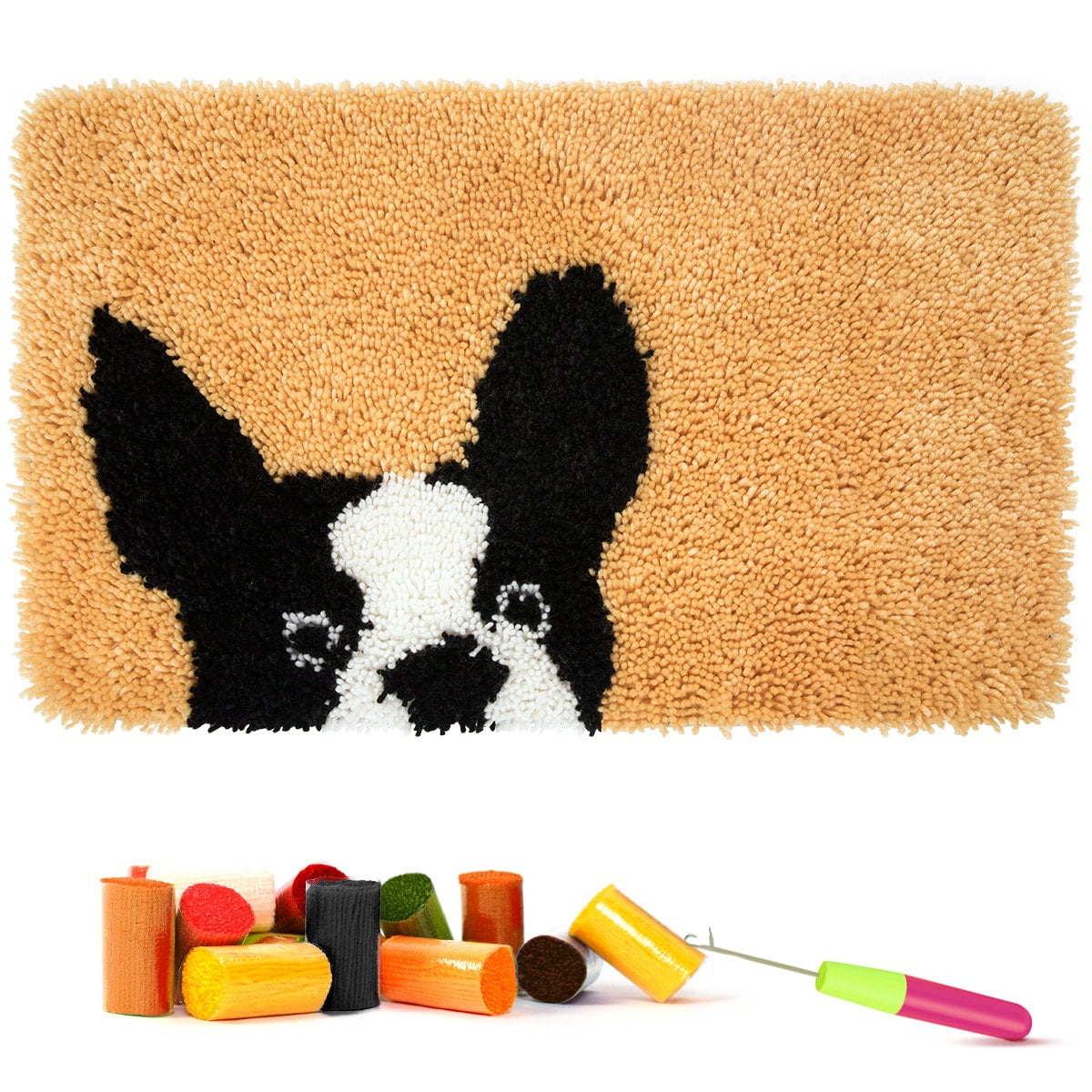 Latch Hook Rug Kits Embroidery DIY Dog Head Pattern Crochet Needlework ...