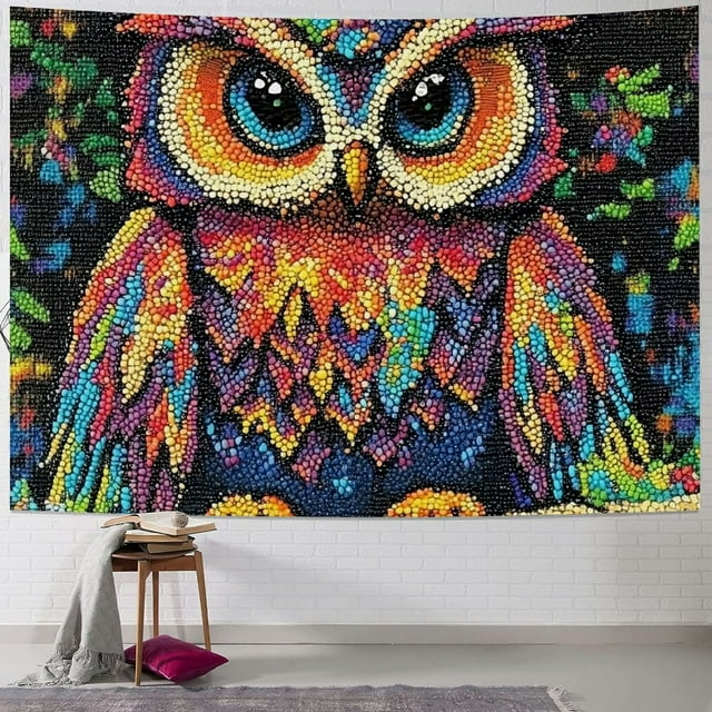 Latch Hook Rug Kits for Adults, Colorful Owl with Preprinted Canvas ...