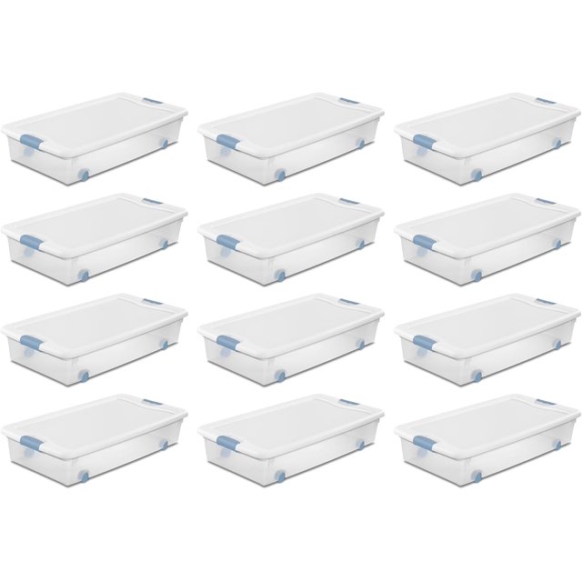 Latching Box, Under Bed Storage Bins with Lids, Clear Plastic, 56 Quart ...